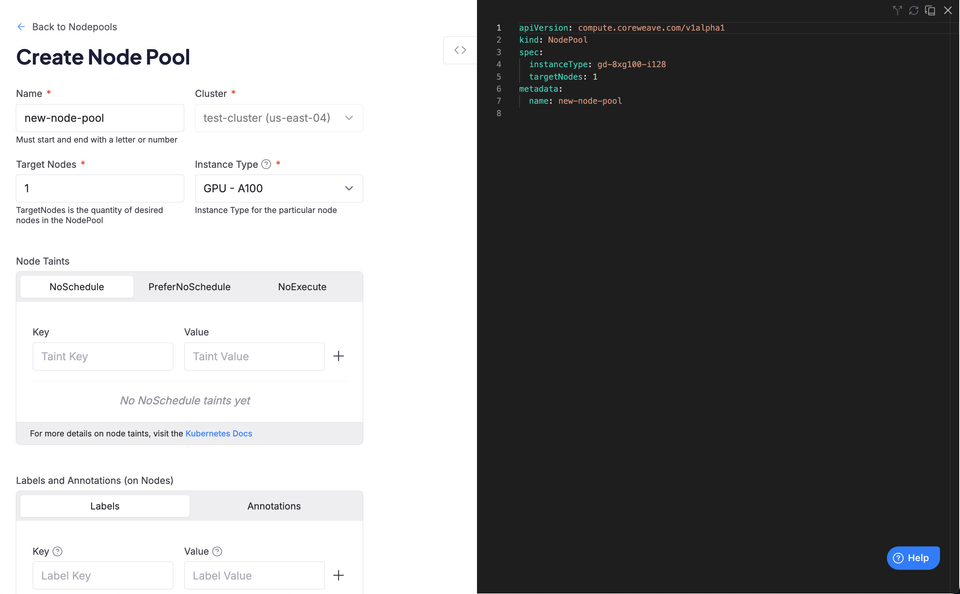 Create a Node Pool | CoreWeave